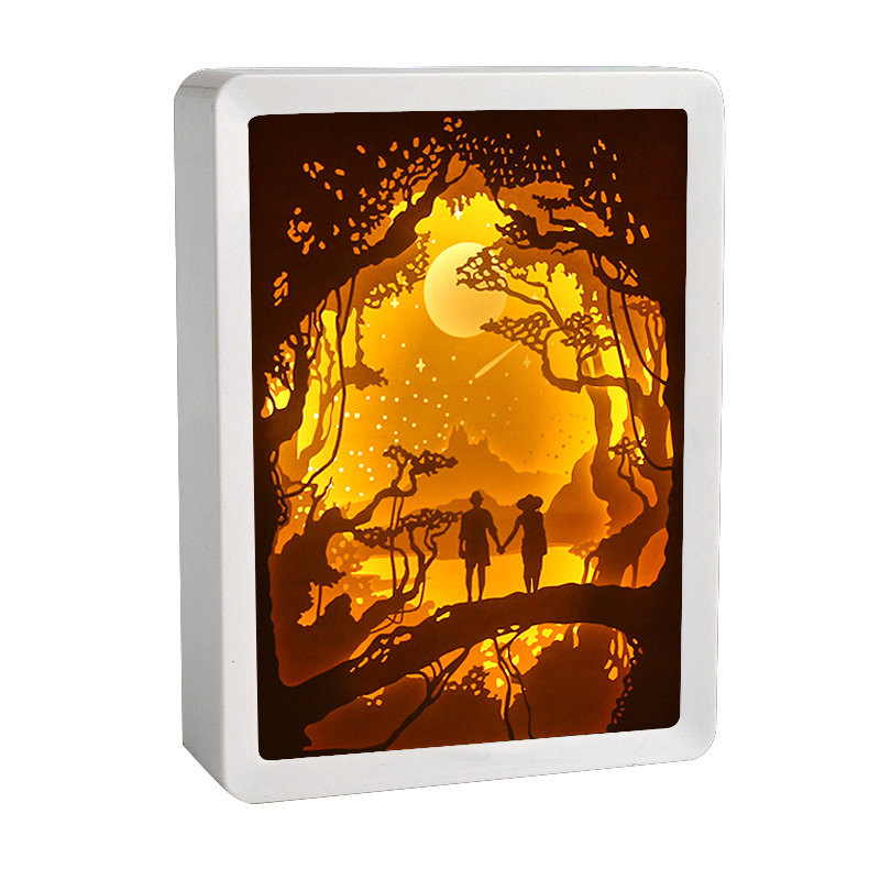3d Paper Cut Shadow Night Light Box for Christmas, Valentine, Birthday ...