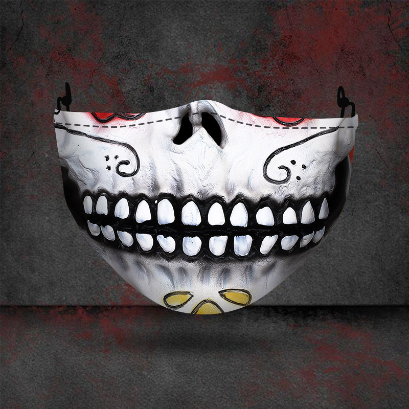 3D Halloween Print Face Mask Washable with Filter Pads - Funiyou