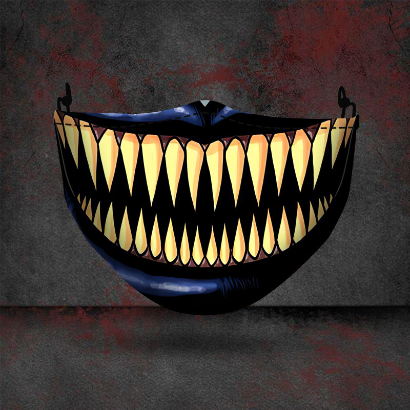 3D Halloween Print Face Mask Washable with Filter Pads - Funiyou