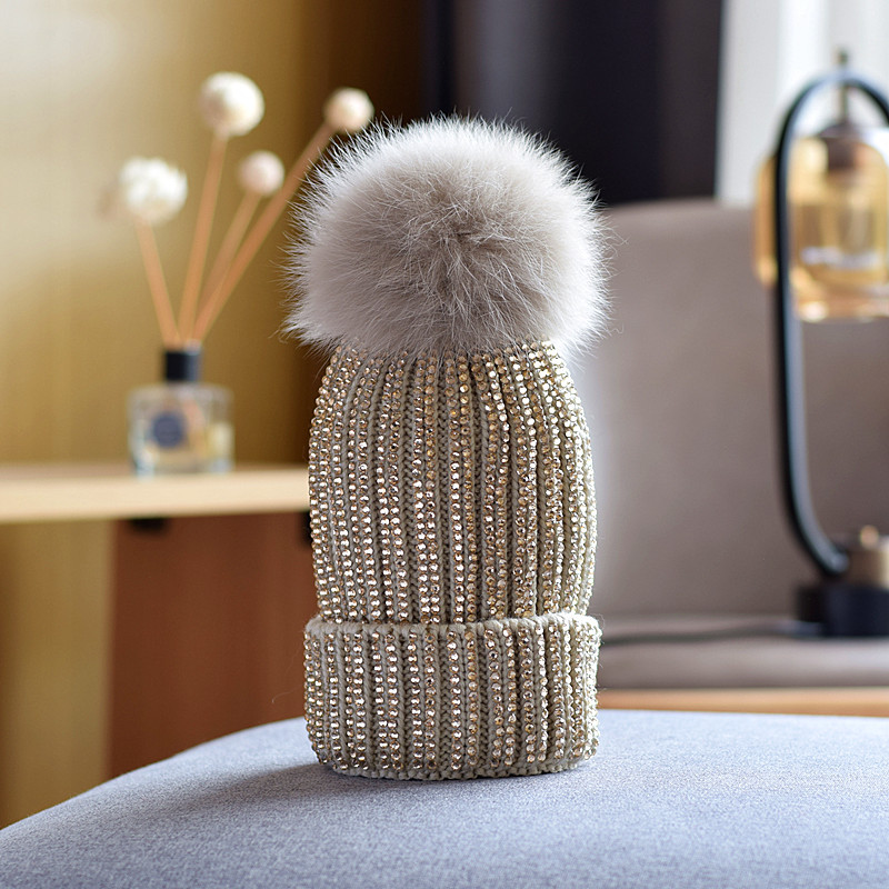 Luxury and Warm Wool Knitted Pom-Poms Cap Beanies - Funiyou