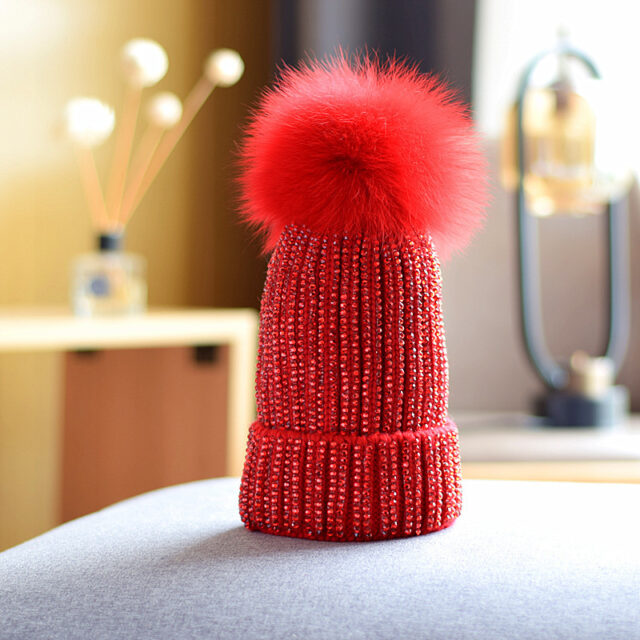 Luxury and Warm Wool Knitted Pom-Poms Cap Beanies - Funiyou